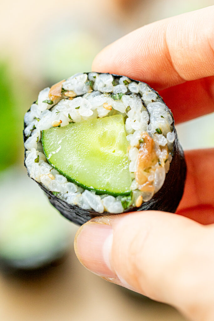 Refreshing Vegan Ume Shiso Cucumber Roll (Kappa Maki)