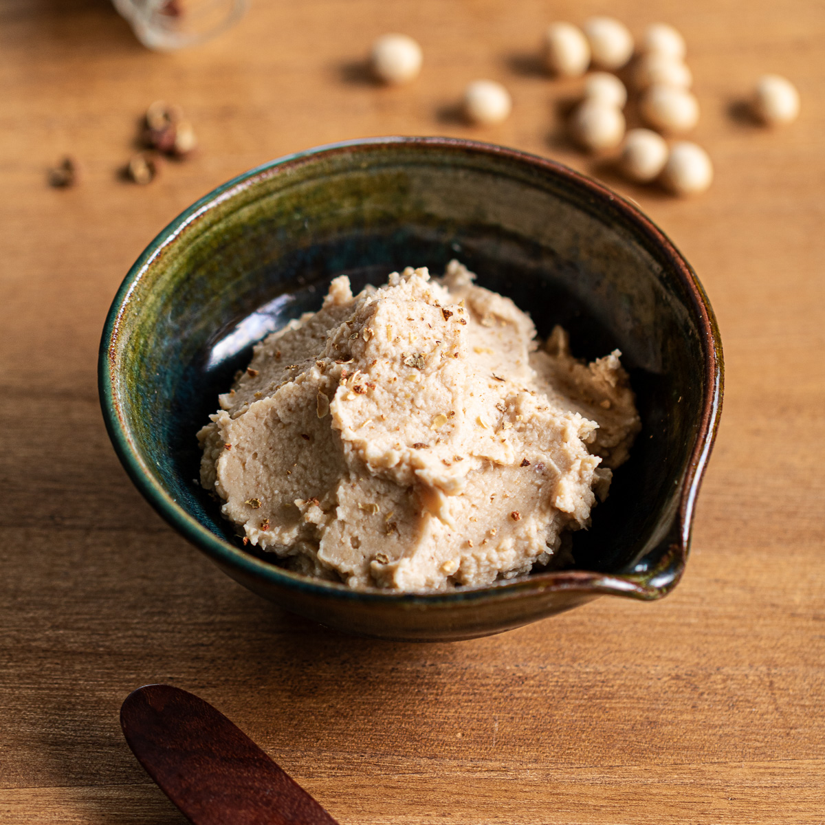 Soybean Hummus (Oil & Tahini Free) with Sansho pepper